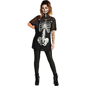 Skeleton Tunic Costume - Adult Standard, Comfortable Fabric For Halloween, Costume Parties & More - 1 Pc