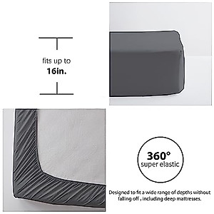 Zzlpp Queen Comforter Set 7 Pieces, Dark Grey Seersucker Bed in a Bag with Comforter and Sheets, All Season Bedding Sets with 1 Comforter, 2 Pillow Shams, 2 Pillowcases, 1 Flat Sheet, 1 Fitted Sheet