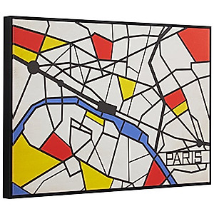 Amazon Brand – Rivet Pop Art Print of Paris Map in Primary Colors Modern Wall Art, 26" x 18"