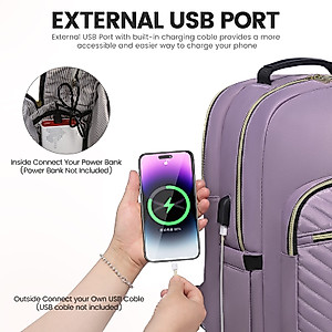 LOVEVOOK Laptop Backpack for Women 17.3 inch,Cute Womens Travel Backpack Purse,Professional Laptop Computer Bag,Waterproof Work Business College Teacher Bag Carry on Backpack with USB Port,Taro Purple