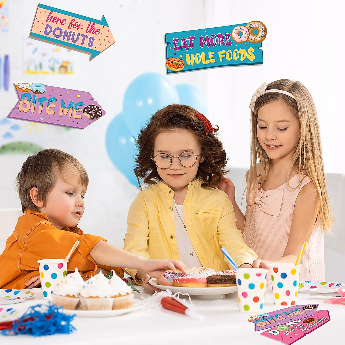 Jetec 20 Pieces Donut Party Directional Signs Donut Welcome Sign Donut Party Yard Sign Outdoor Lawn Decoration for Donut Party Decoration Supplies