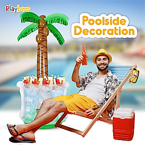 Inflatable Palm Tree Cooler 60" - Blow Up Palm Tree Party Cooler, Luau Hawaiian Tropical Beach Theme, Summer Swimming Pool Party Decorations - Outdoor Party Supplies - Kids Adults Birthday