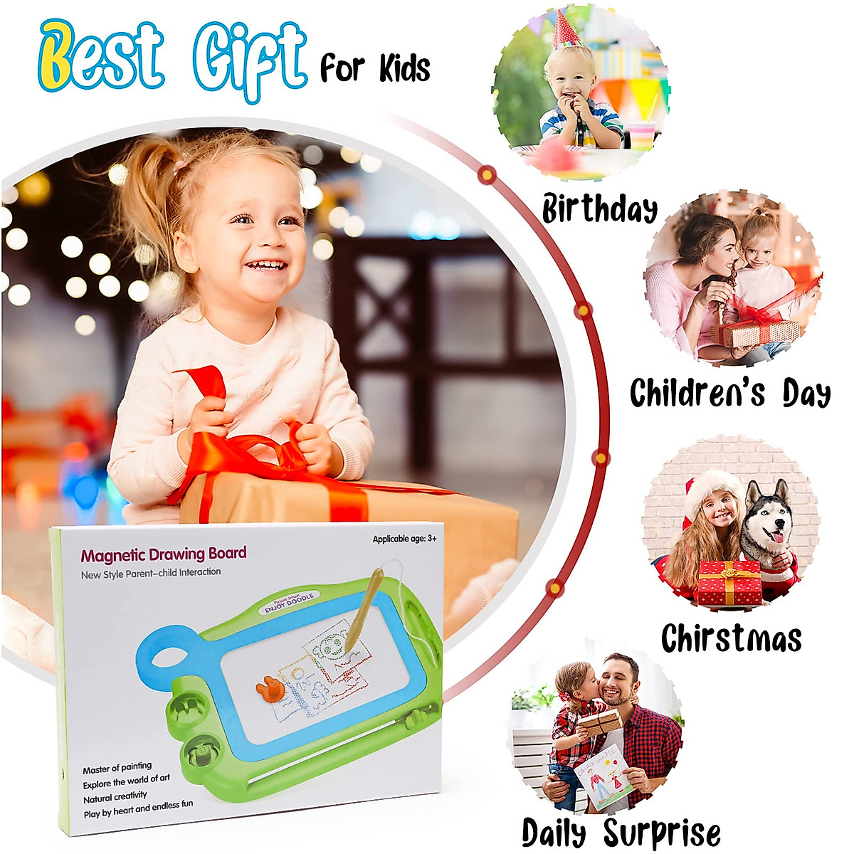 Toddler Toys for Girls Boys Age 1 2 3 4 Year Old,Magnetic Drawing Board,Erasable Writing Doodle Board for Kids,Gift for 1 2 Year Old Girl Travel Toys