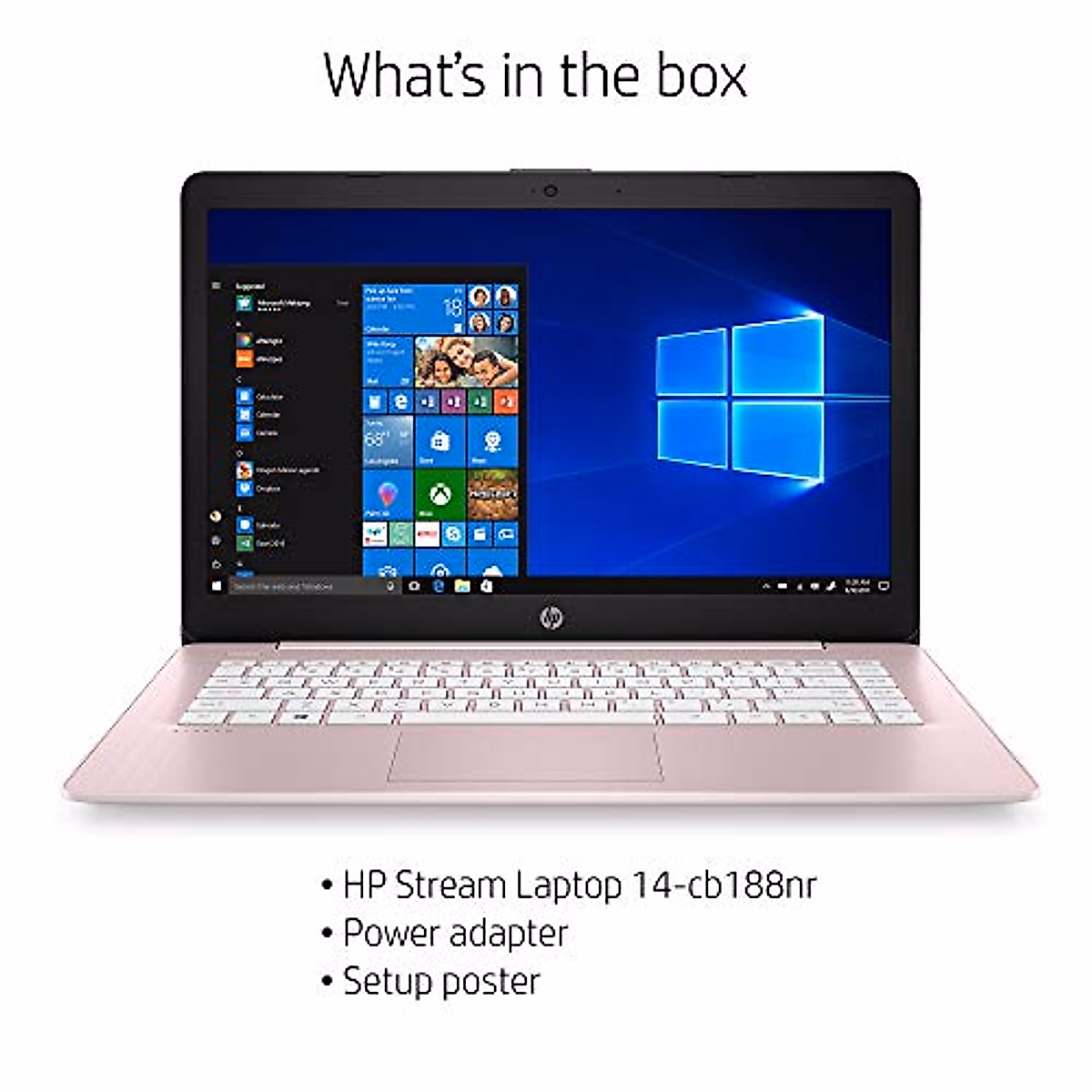 HP Stream 14-Inch Laptop, Intel Celeron N4000, 4 GB RAM, 64 GB eMMC, Windows 10 Home in S Mode With Office 365 Personal For 1 Year (14-cb188nr, Rose Pink)