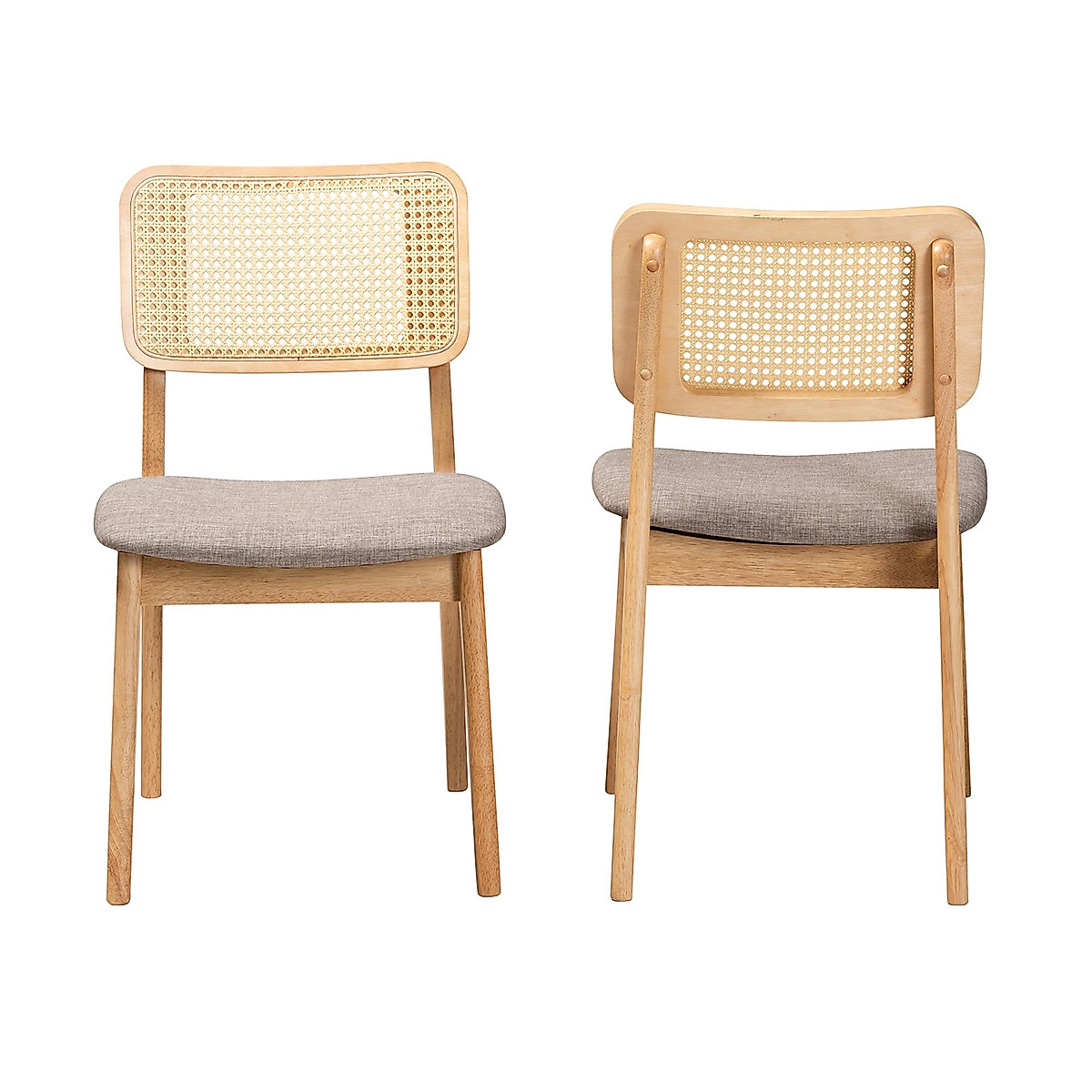 Baxton Studio Dannon Dining Chairs, Set of 2, Grey/Natural Oak/Light Brown