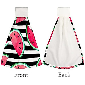Hanging Hand Towel with Loop 1PCS Watermelon Slices Pink Super Soft Polyester Absorbent for Bathroom Laundry Room Kitchen 12.6 x 18.9 Inches
