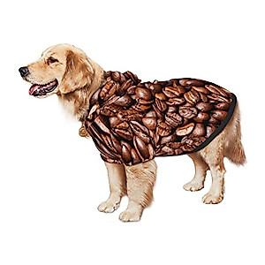 Large Dog Hoodie Jamaican-Blue-Mountain-Coffee-Beans Pet Clothes Sweater with Hat Soft Cat Outfit Coat Large