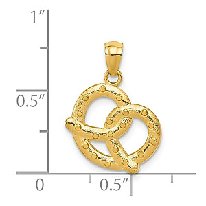 Solid 14k Yellow Gold Pretzel Pendant Charm - 21mm x 15mm