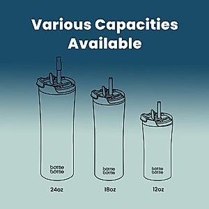 BOTTLE BOTTLE Insulated Coffee Tumblers with Dual-use Lid and Straw Double Walled Iced Travel Coffee Mug for Woman and Man 18 oz Stainless Steel Tumbler with Handle(Ocean Blue)