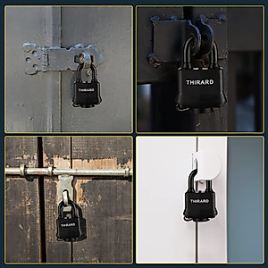 4 Pack Heavy Duty Weatherproof Padlock with Key, 40mm Outdoor Laminated Padlocks Keyed Alike,High Security Pad Lock for Gate，Fence，Storage…