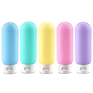 Cosywell Travel Size Bottles for Toiletries 5 Pack 3.4oz Travel Bottles TSA Approved Toiletry Bottles Leakproof Plastic Refillable Cosmetic Containers Shampoo Conditioner Travel Essentials