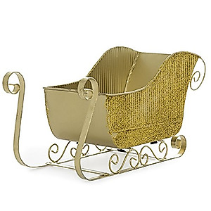 The Lucky Clover Trading Gold Glitter Sleigh Basket-Large 10in Container