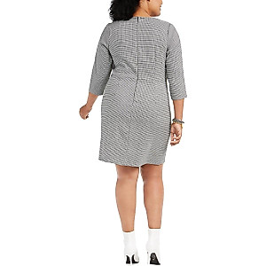 Betsey Johnson Women's Plus Size Ruched Menswear Dress with Ruffle, Check It Out, 22W