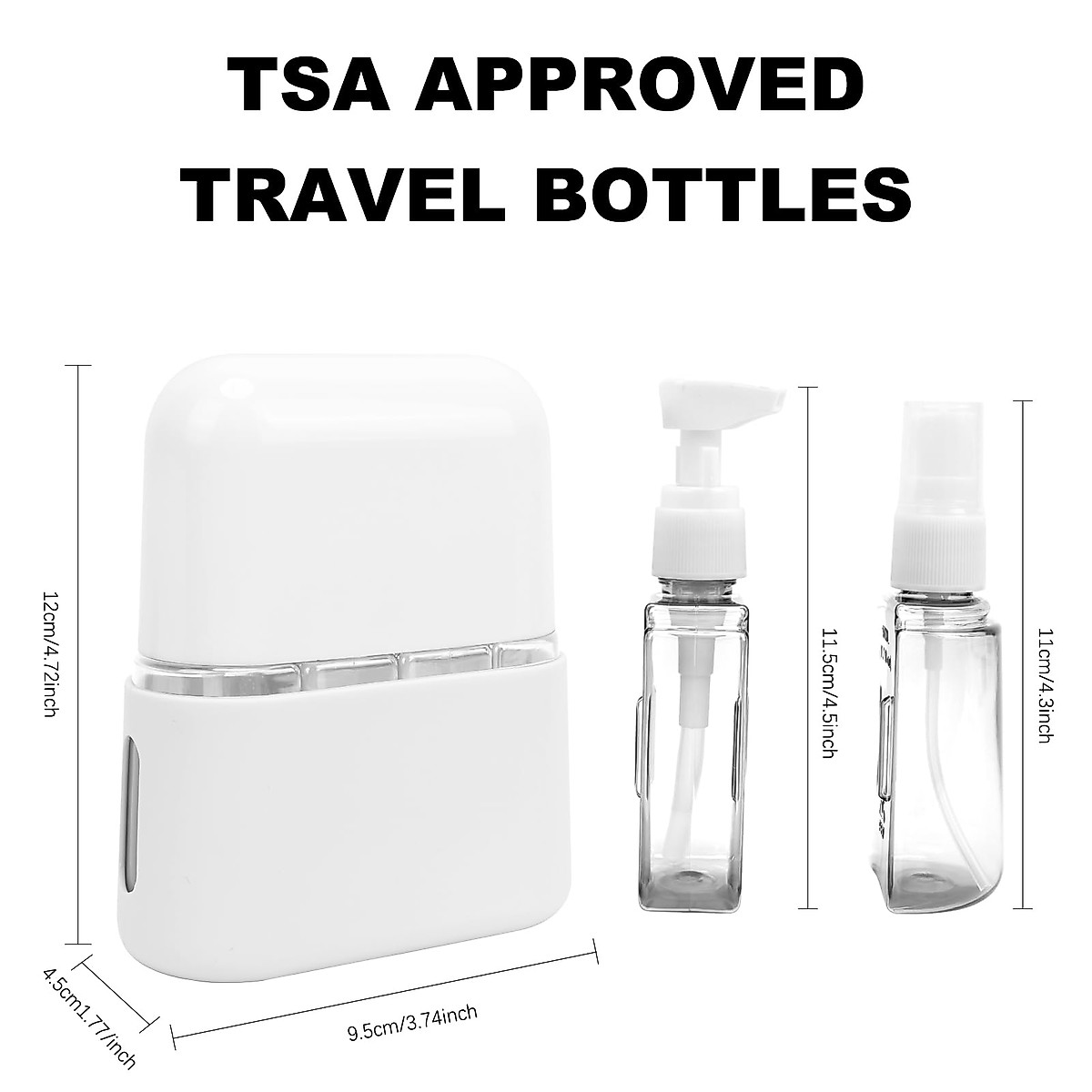 Skycase Travel Bottles, Travel Size Toiletries - Leak Proof Refillable Tsa Approved Travel Bottles, 4 in 1 Travel Containers with Labels Airplane Accessories Kits for Lotion Liquid (Grey)