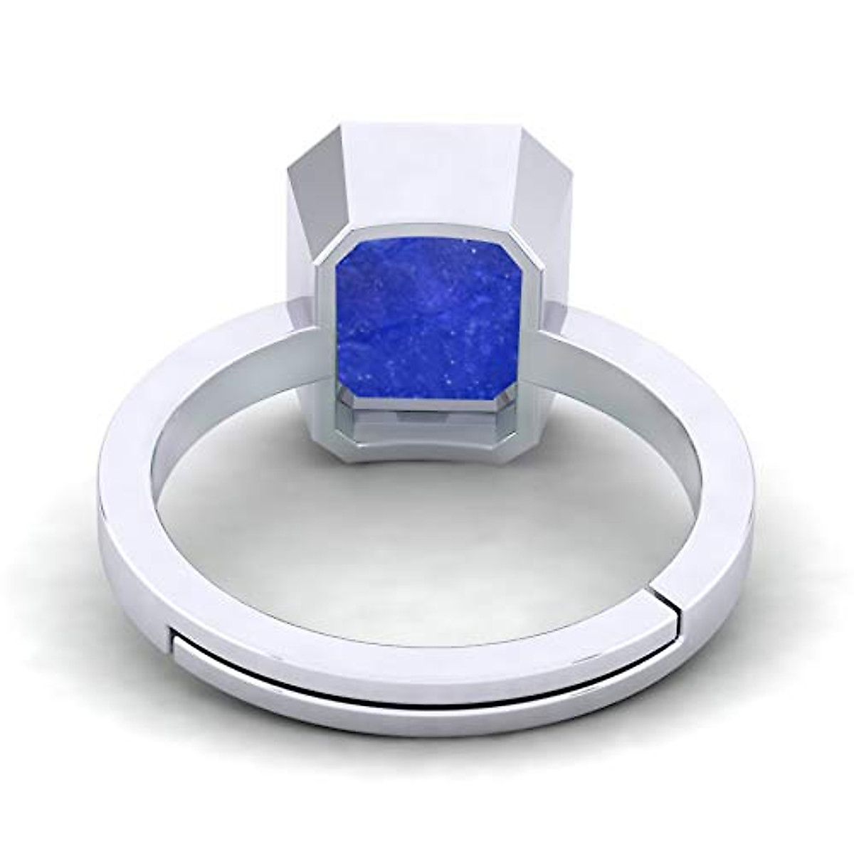 LMDPRAJAPATIS Natural Certified 7.50 Carat Original Unheated Untreatet Blue Sapphire (Neelam) 925 Sterling silver Ring Octagon Shape For Men & Women's