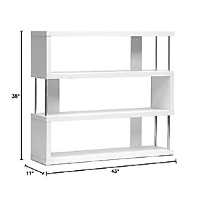 Baxton Studio Barnes 3-Shelf Modern Bookcase, White