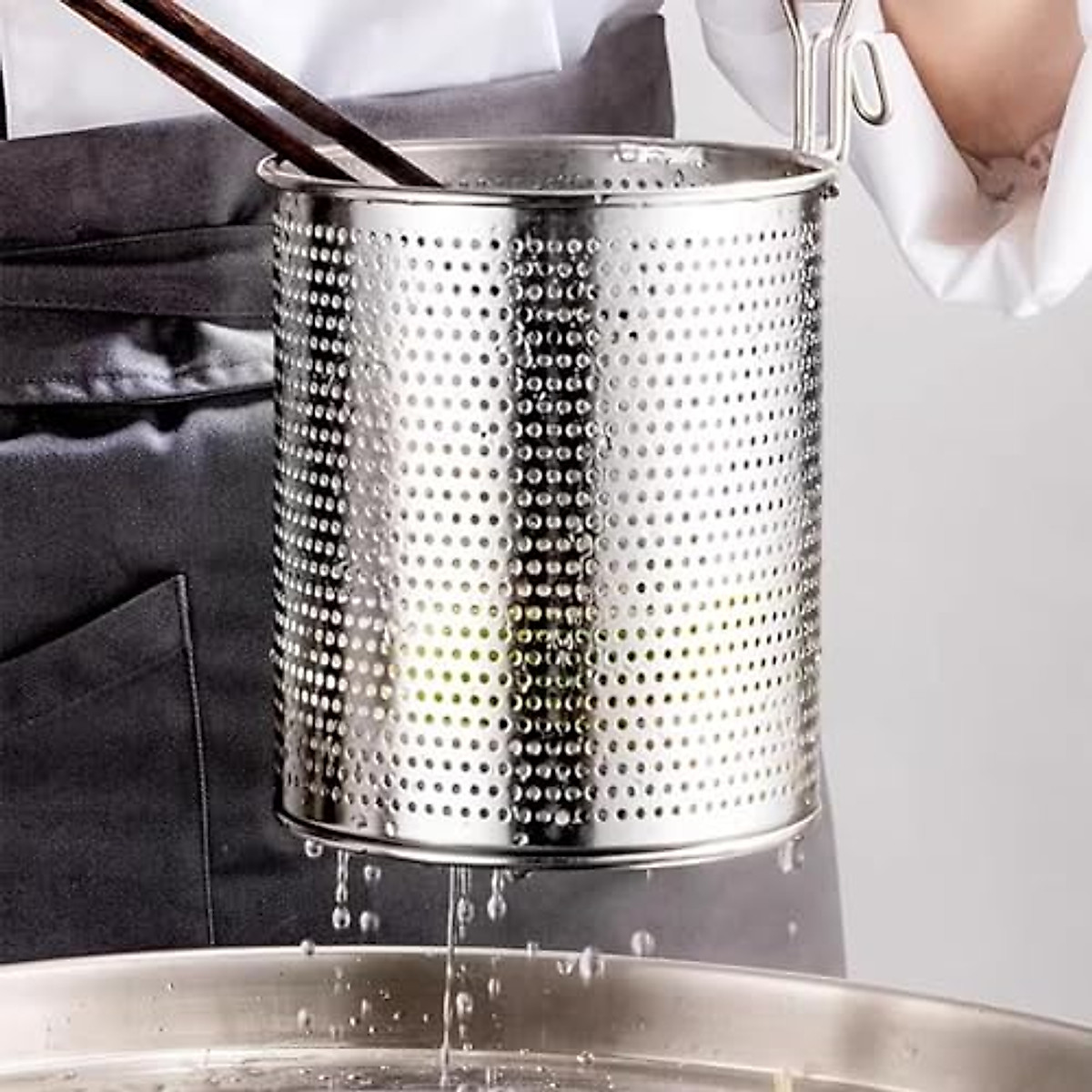Commercial Pasta Cooker Insert Set, Kitchen Noodle Boiler Bucket, Stainless Stockpots with Divider and Colander Strainer, for Home Kitchen, Restaurant,4Holes(4Holes)