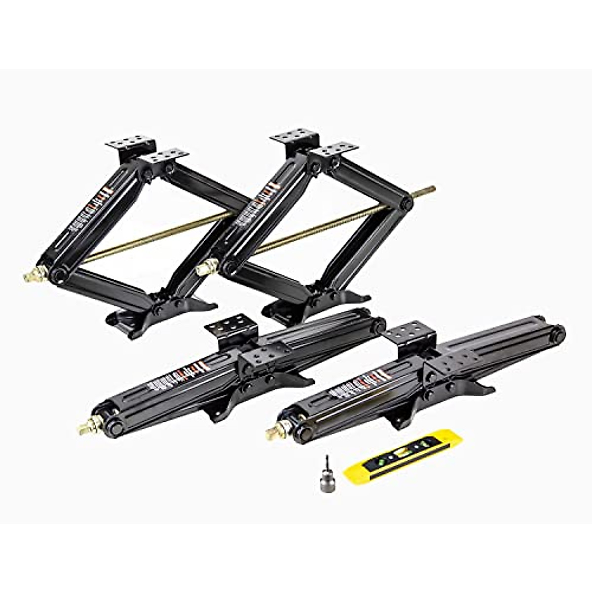 ROCKMAN RV Camper Trailer Stabilizer Leveling Scissor Jacks w/Socket & Level 24" 7500lbs Set 4
