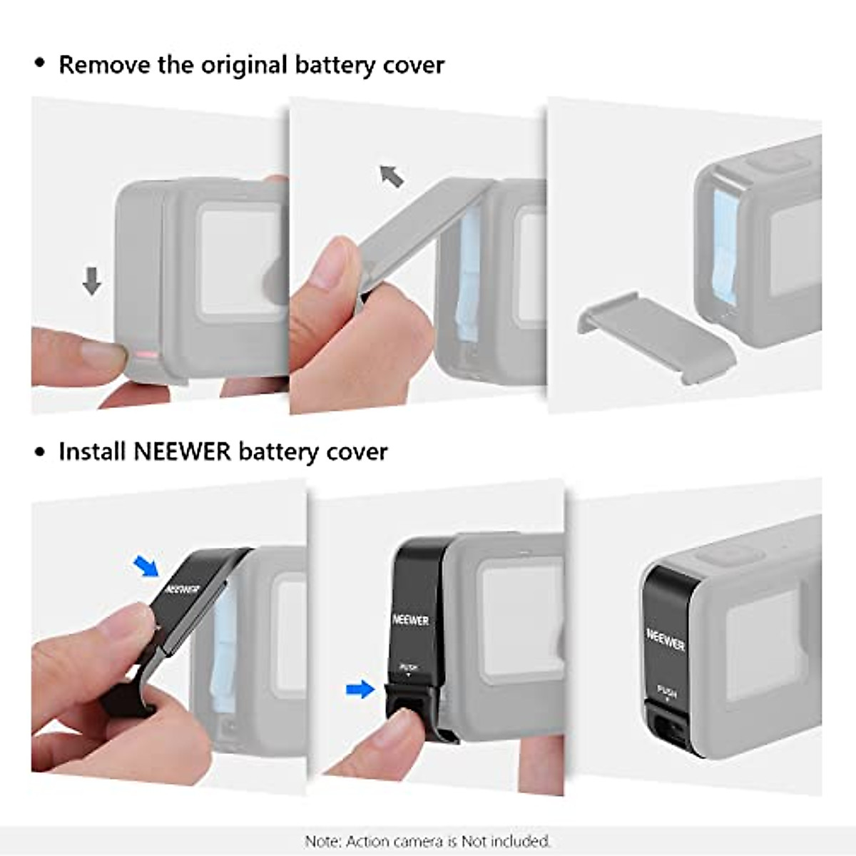 Neewer Protective Cover Replacement Door Compatible with GoPro Hero 10/Hero 9 Black, Battery Charging Door Vlog Accessory Compatible with GoPro 10 9 Action Camera - ST19