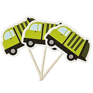 24 Pieces Garbage Truck Themed Party Cupcake Toppers- Rubbish truck Themed Baby Shower Birthday Waste Management Recycling Party Supplies Decorations Favors