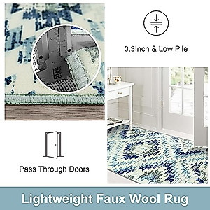 Lahome Washable Boho Bathroom Rug, Blue 2x3 Kitchen Rug with Rubber Backing Soft Entry Rugs, Southwestern Geometric Non Slip Bath Mat Floor Carpet for Laundry Bedroom