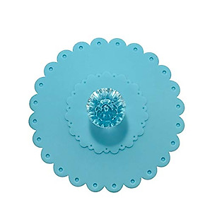 QUUPY 8PCS 10.5CM/4.1 in Sealed and Leak-proof Silicone Glass Cup Cover Cute Flowers Shape Coffee Anti-dust Beverages Lids with PVC Transparent Diamond (Color Random)