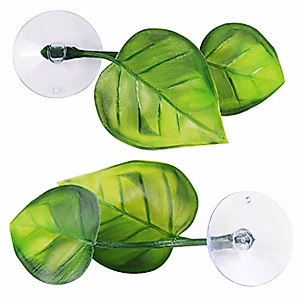 Lystaii 4pcs Betta Fish Leaf Pad with Suction Cup, Betta Bed Leaf Hammock Double Leaf Design Lightweight and Realistic Resting Spot Breeding Decoration Comfortable Laying Hiding Habitat