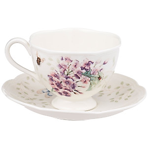 Lenox Butterfly Meadow Orange Sulphur 8-Ounce Porcelain Cup and Saucer Set -