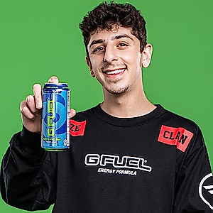 G Fuel Chug Rug Energy Drink, Sugar Free, Healthy Drinks, Zero Calorie, 300 mg Caffeine per Carbonated Can, Sour Blue Flavor, Focus Amino, Vitamin + Antioxidants Blend - 12 Pack