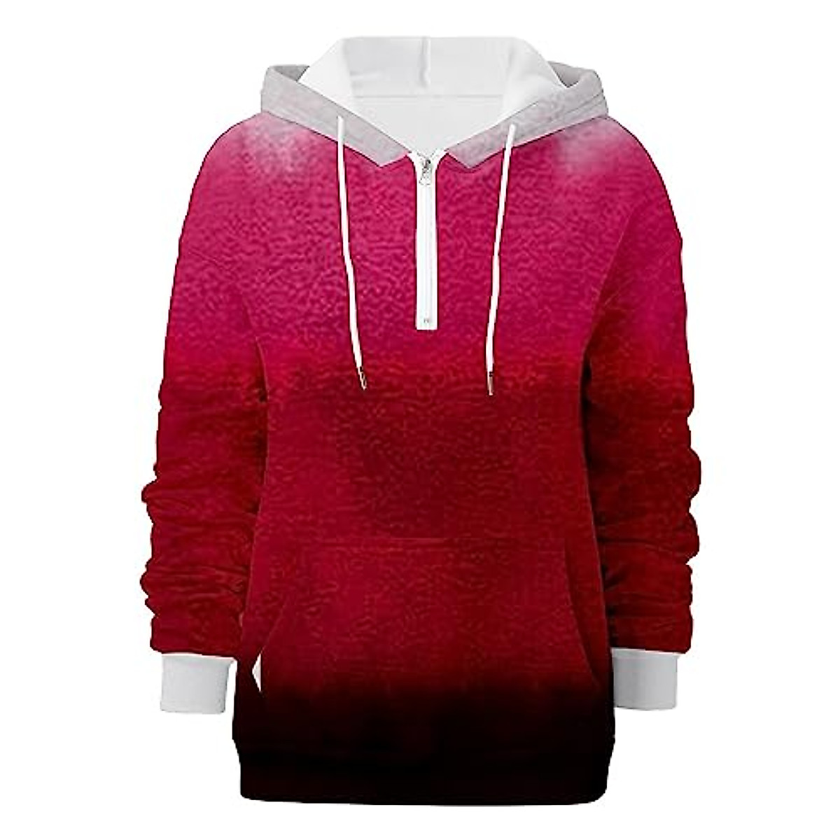 Women's Printed Fashion Casual Long Sleeved Zippered Tie Hat Sweater Womens Sweatshirt Coat (Hot Pink, M)