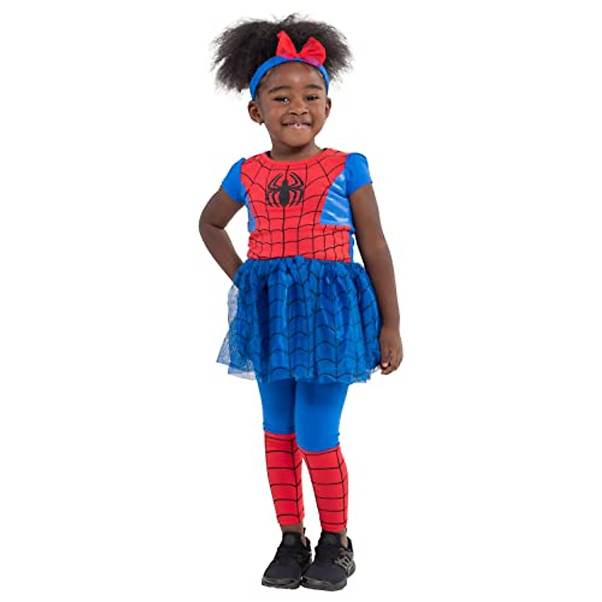 Marvel Spider-Man Toddler Girls Tulle Cosplay Dress Leggings and Headband 3 Piece 5T