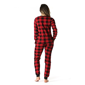#followme Buffalo Plaid 2 Piece Base Layer Thermal Underwear Set for Women 6372-10195-NEW-RED-M