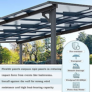 AECOJOY 10' x 14' Gazebo for Patio, Hard Top Lean to Gazebo Pergola with Roof (140 Sq.Ft Shaded), Large Wall-Mounted Heavy Duty Awnings for Patio, Decks, Backyard and More