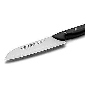 ARCOS Santoku Knife 7 Inch Nitrum Stainless Steel. Japanese Kitchen Knife for Fish, Meat and Vegetables. Ergonomic Polyoxymethylene POM Handle and 170 mm blade. Multi-use. Series Maitre. Color Black