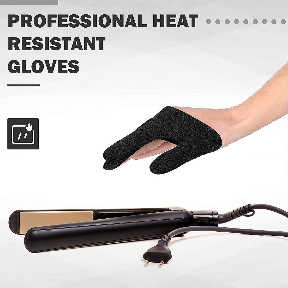 LOYIM 2 Pcs Heat Resistant Gloves for Hair Styling Curling Wand Glove 3 Finger Reusable Heat Gloves Dye Heat Protector Glove Mittens Protection Gloves for Barber Straightening