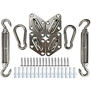 COSCOOL Shade Sail Hardware Kit for Sun Shade Sails Stainless Steel Installation Hardware Kit (6-inch Rectangular)