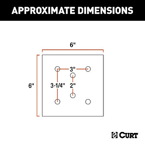 CURT 83607 6 x 6-Inch Powder-Coated Steel Tie Down Anchor Backing Plate