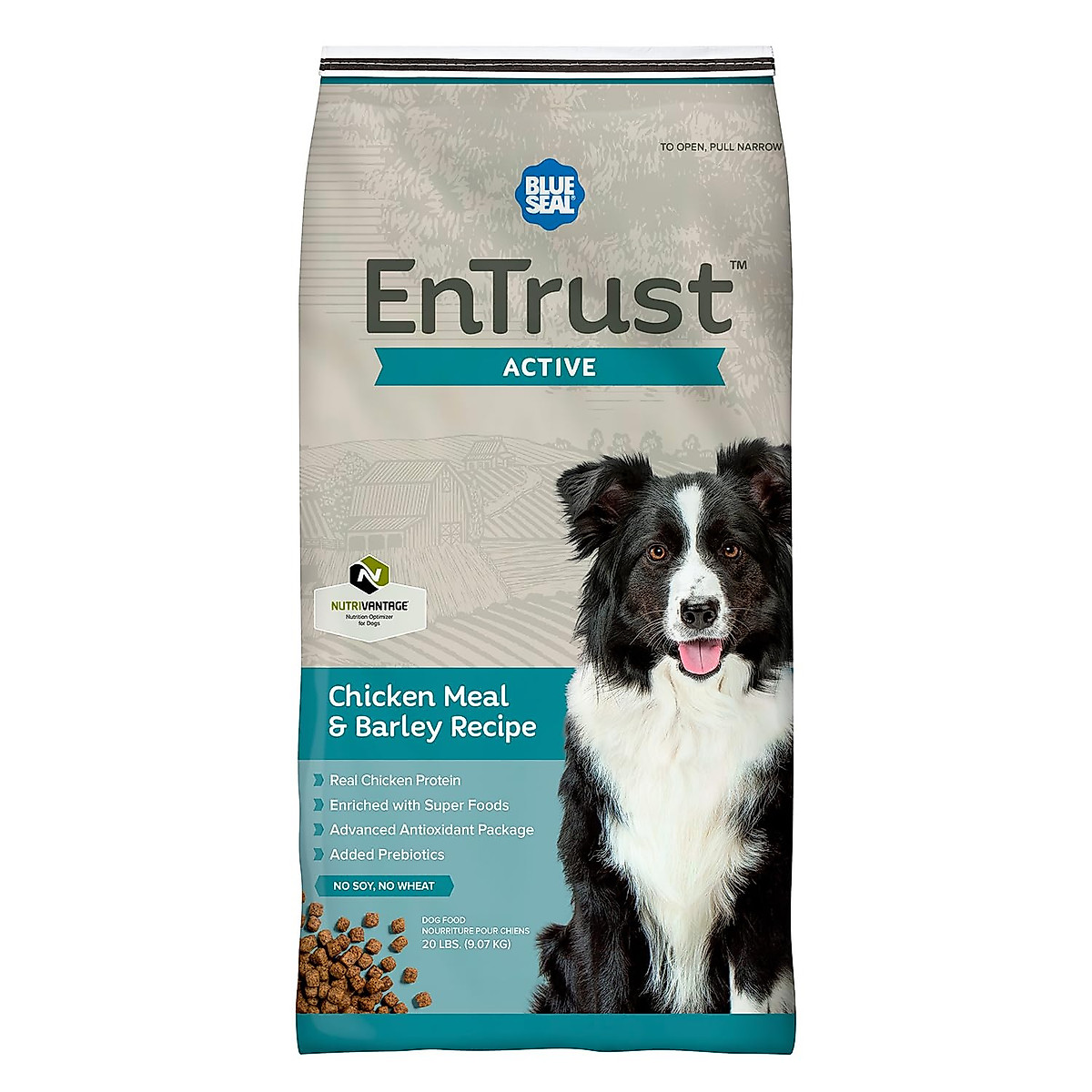 ENTRUST Active Dog Food | Real Chicken & Barley | Enriched with Super Foods, Antioxidants and Probiotics | No Wheat or Soy | 20 Pound Bag