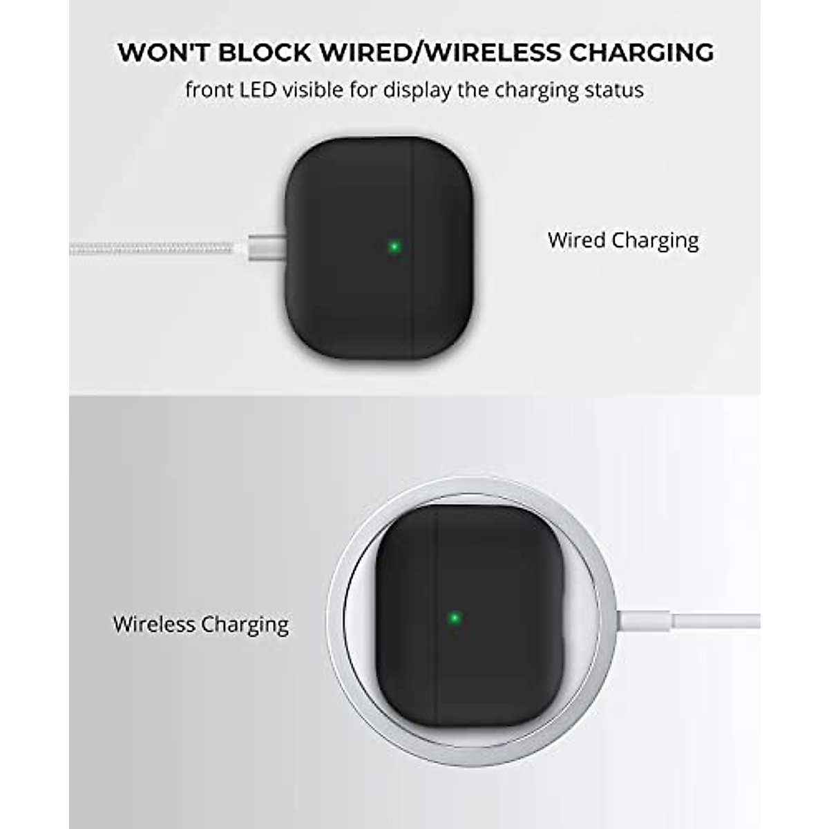 Homstect Compatible with Airpods 3 Case, Triple-Layer Protective Silicone Case for AirPods 3rd Generation (2021 Released) Charging Case Cover, Shockproof and Skin-Friendly, Front LED Visible-Black