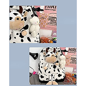 VTYUBX Large Kawaii Backpack Cow Stuffed Animal Backpack School Girl Cute Bag Plush Purses Fuzzy Backpack Kawaii Bookbag (Plush Cow,Large)