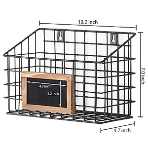 MyGift Black Metal Wire Hanging Storage Basket with Chalkboard Labels, Small Organizer Bin, Set of 3