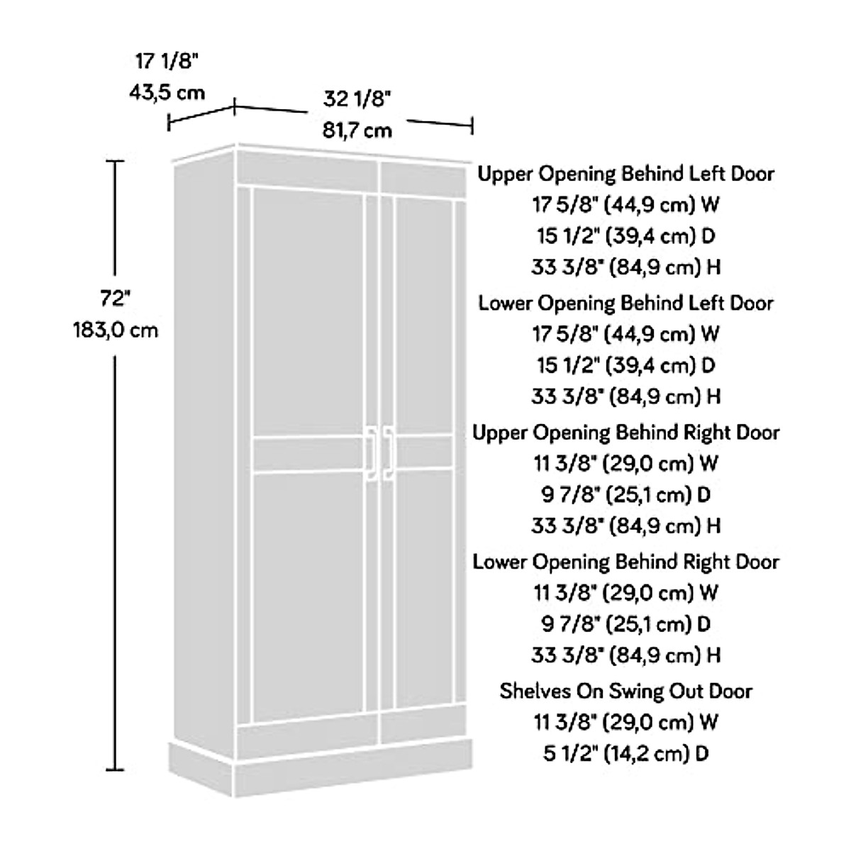 Sauder Miscellaneous Storage Cabinet, L: 32.17" x W: 17.13" x H: 72.09", Spring Maple Finish