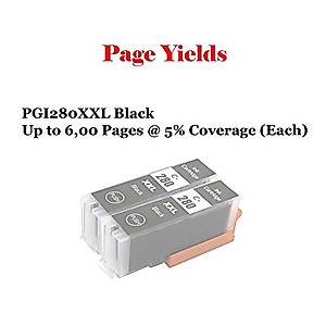 TG Imaging (2 Pack) Compatible PGI280XL Ink Cartridge Replacement for PGI280 XL BK Work for PIXMA TS6120 TR7520 TS8120 TR8520 TS9120 Ink Printer (2xBlack)
