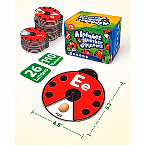 Coogam Interactive Alphabet Learning Toy, ABC Number Letters Spinning Game, Sight Words Animal Pattern Ladybug Cards, Montessori Educational Toy Gift for 3 4 5 Year Old Baby Toddlers