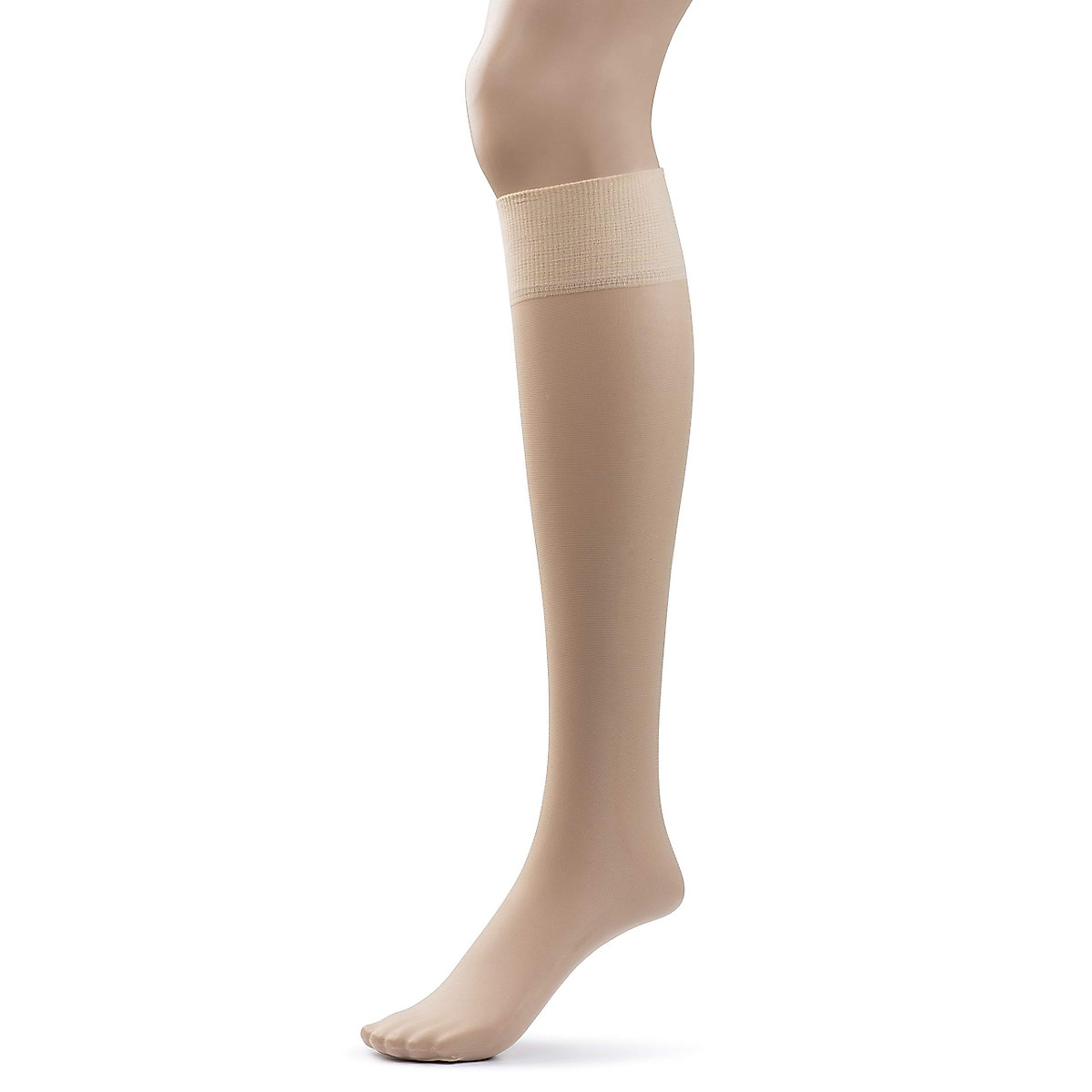 Silky Toes Sheer Knee High Stockings for Women, 6 Pairs Nylon Trouser Socks, Nude, One Size