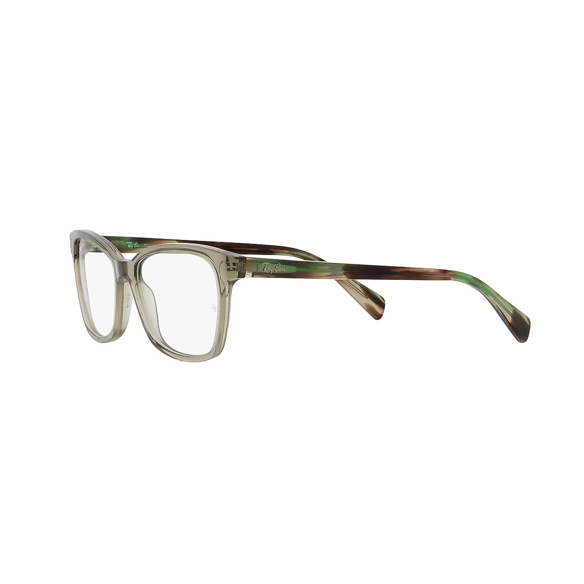 Ray-Ban RX5362 Square Prescription Eyewear Frames, Transparent Green/Demo Lens, 52 mm