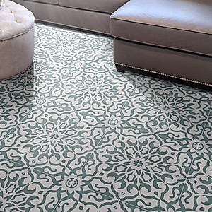 Moroccan Mosaic & Tile House CTP57-01 Atlas Handmade Cement Tile, 8''x 8", Light Green,White