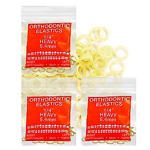 Latex Amber 3 Packs 300 counts 1/4inch HEAVY 6.4mm Intraoral Elastic Bands Unimedic Orthodontic Elastics Dental Rubber Bands Made in US(HEAVY, 1/4inch, 6.4mm)