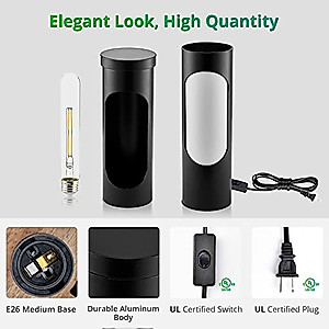 LEDIARY Kosher Lamp, Reading Lamp for Shabbos, Black Table Lamps and Nightlight for Living Room Bedroom, T10 Bulb Included (4W Eqv 40W, 400LM, 3000K)-2 Pack