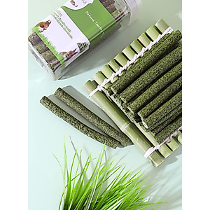 DAMPET Natural Timothy Hay Sticks, Natural Apple Sticks, Timothy Molar Rod for Small Animals, Rabbits Hamsters Guinea Pigs Gerbils Groundhog Squirrels(20pcs) (Timothy)